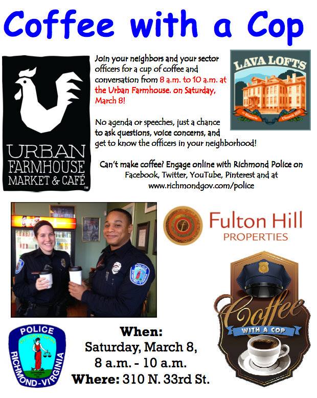 "Coffee With a Cop" this Saturday at Urban Farmhouse